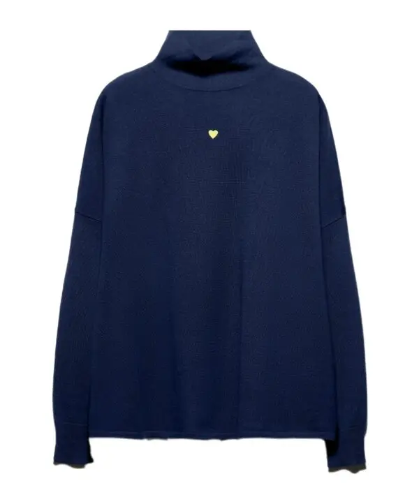 MAXCO. Pure Merino Wool Polo Neck Sweater With Embroidery