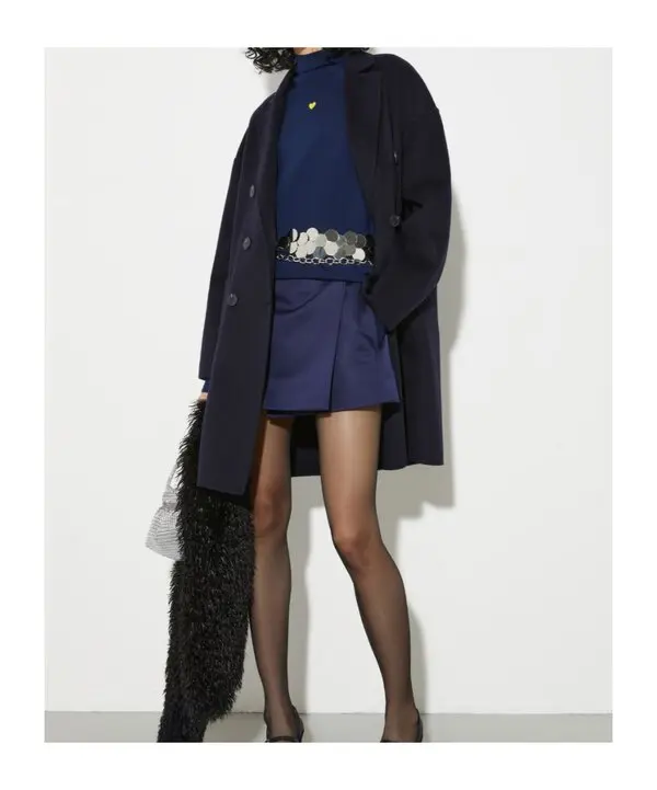MAXCO. Pure Merino Wool Polo Neck Sweater With Embroidery