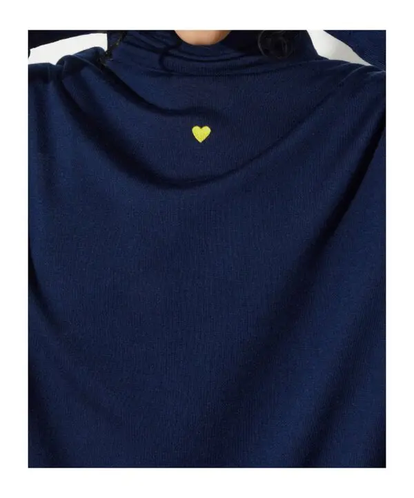 MAXCO. Pure Merino Wool Polo Neck Sweater With Embroidery