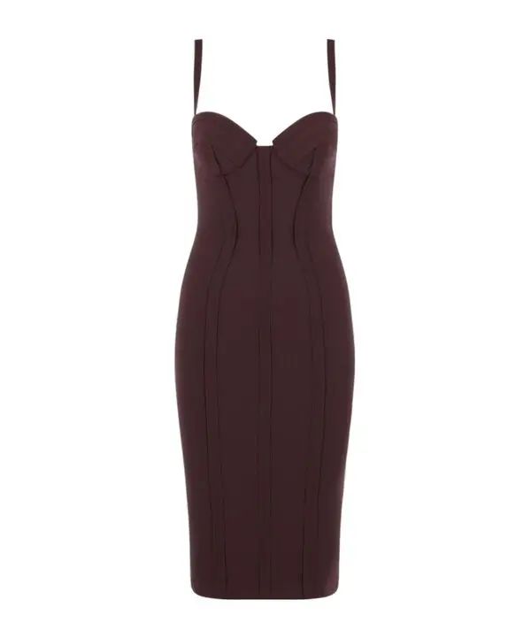 Elisabetta Franchi Strapped Corset Midi Dress - Black