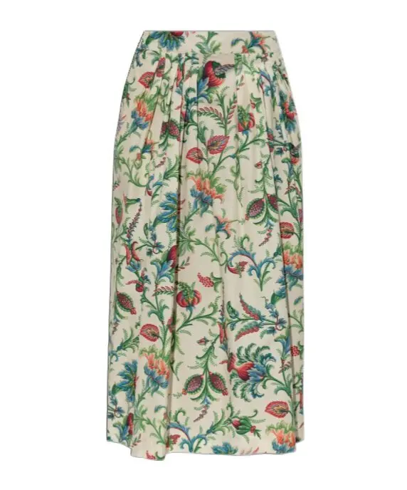Etro Floral Motif Midi Skirt - Nude