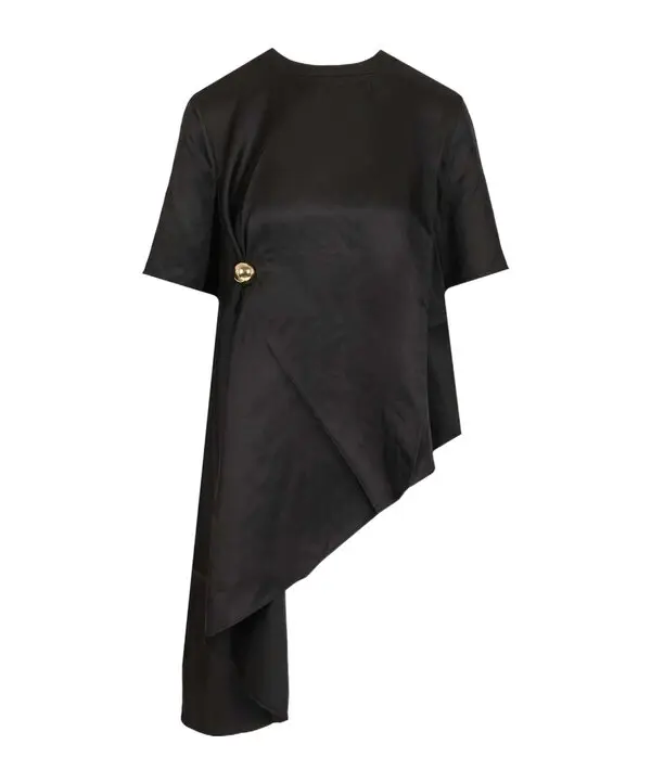 Loulou De Saison Madea Draped Asymmetric Top - Black