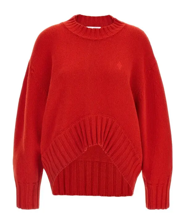 Attico Asymmetrical Hem Fine Knit Sweater - Red