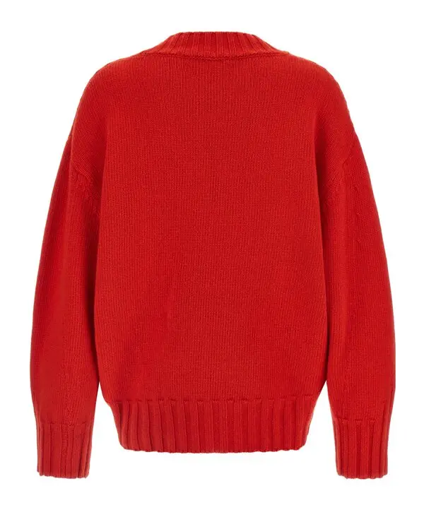 Attico Asymmetrical Hem Fine Knit Sweater - Red