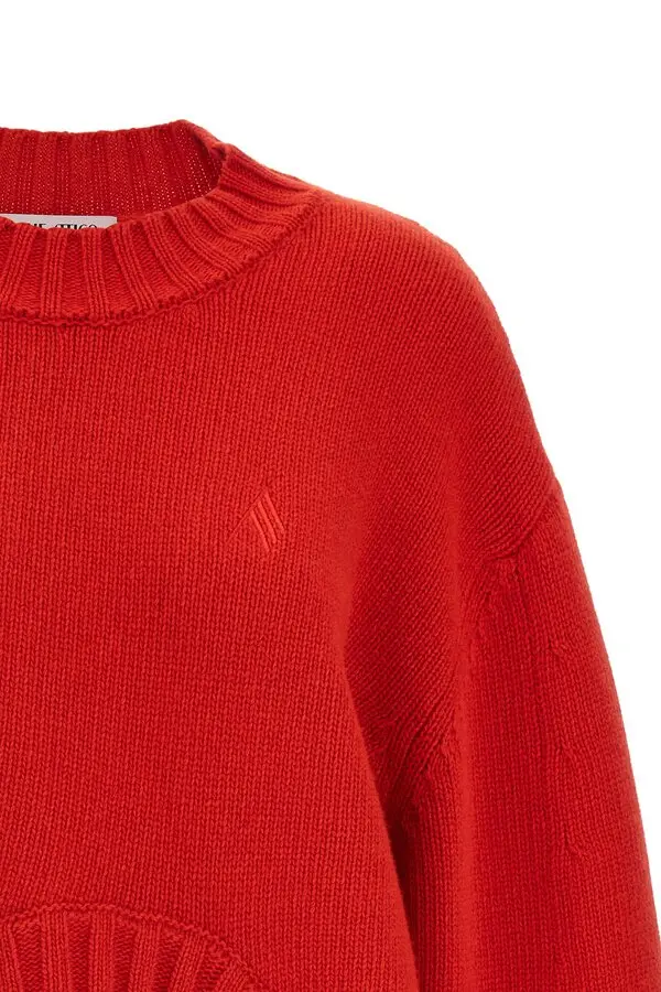 Attico Asymmetrical Hem Fine Knit Sweater - Red