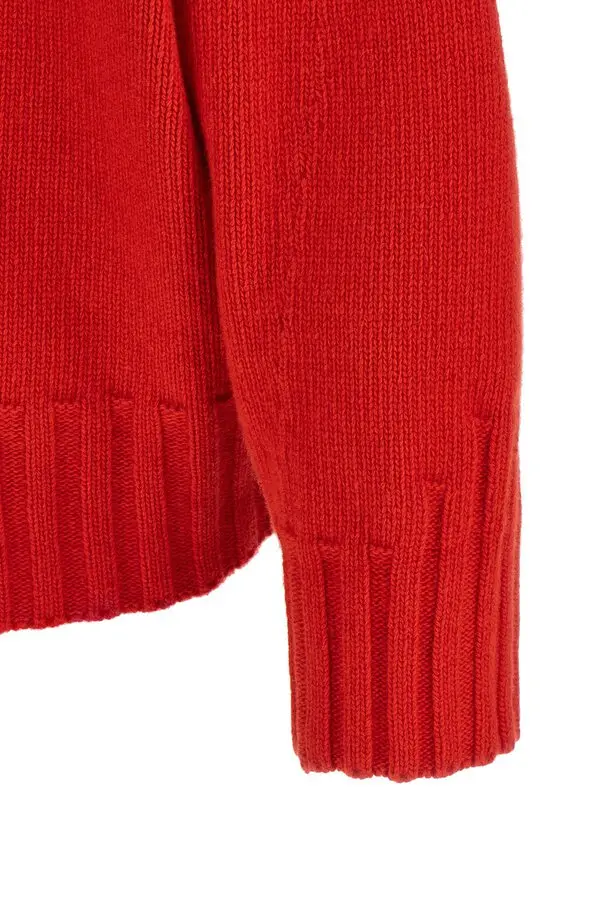 Attico Asymmetrical Hem Fine Knit Sweater - Red