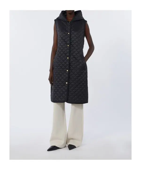 Max Mara Hooded Diamond Quilted Gilet With Belt