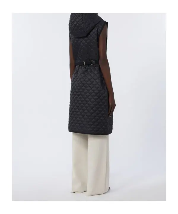 Max Mara Hooded Diamond Quilted Gilet With Belt