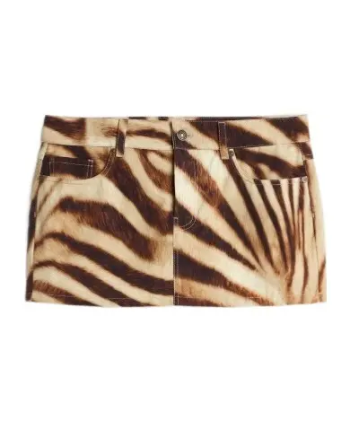 7 For All Mankind Short Zebra-print Skirt - Nude