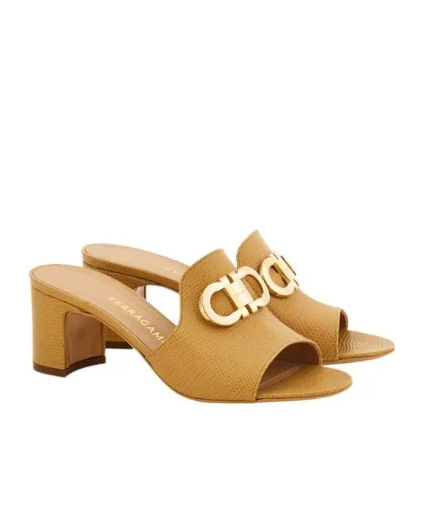 FERRAGAMO Mid Heel Mule With Gancini Buckle