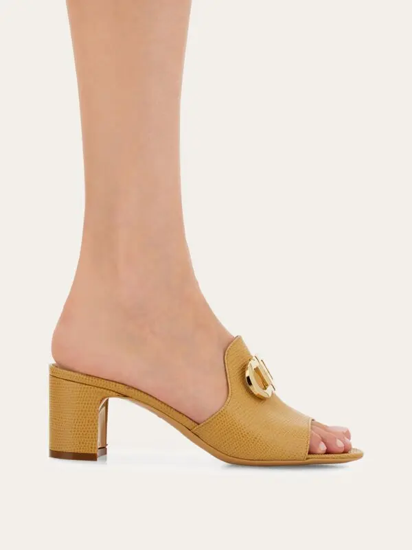 FERRAGAMO Mid Heel Mule With Gancini Buckle