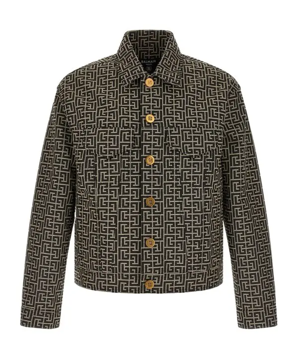 Balmain Long Sleeved Jacquard Monogram Jacket - Black