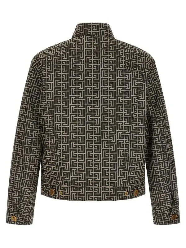 Balmain Long Sleeved Jacquard Monogram Jacket - Black