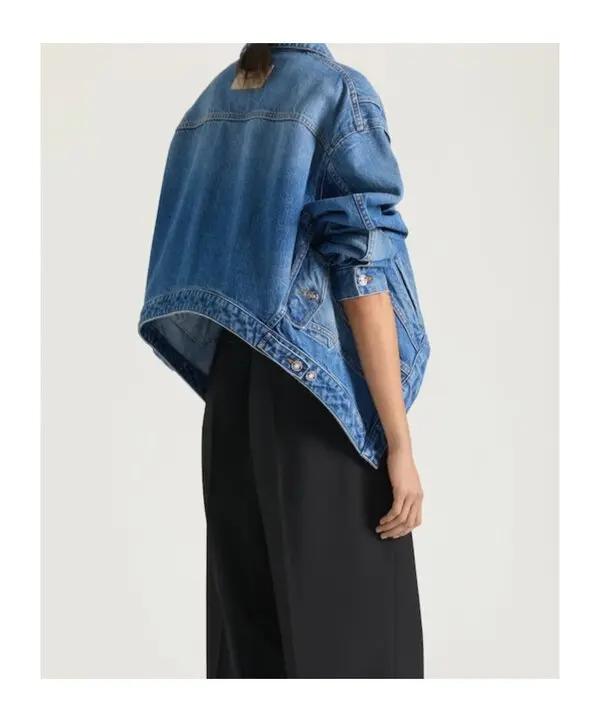 Givenchy Asymmetrical Hem Denim Jacket - Medium Blue
