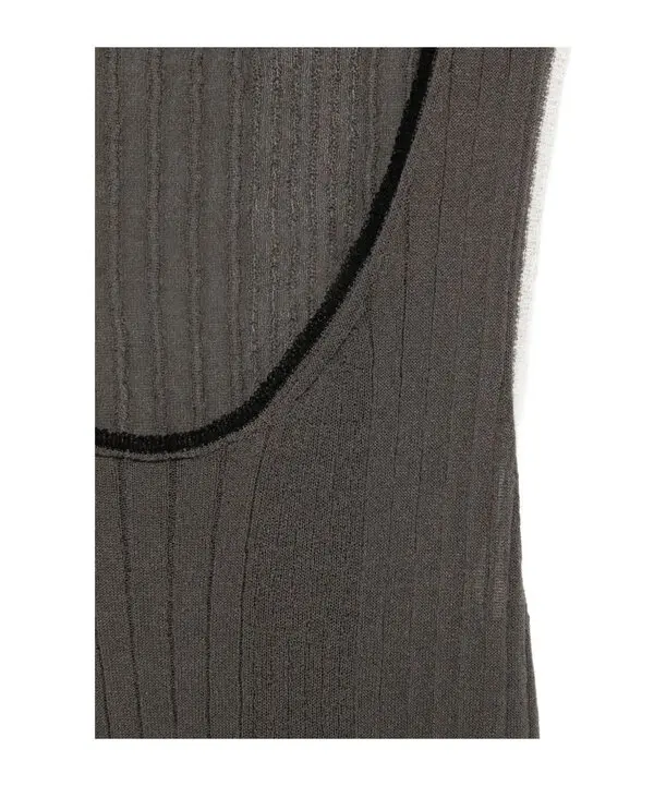 ROBERTO COLLINA Ribbed Knit Top With Contrast Stitching - Black