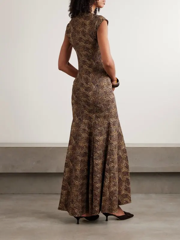 Tove Vanja Zebra Print Maxi Dress - Brown