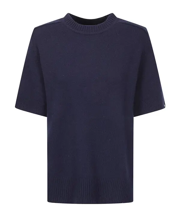 Extreme Cashmere Scott Short-sleeve Knitted Top - Navy