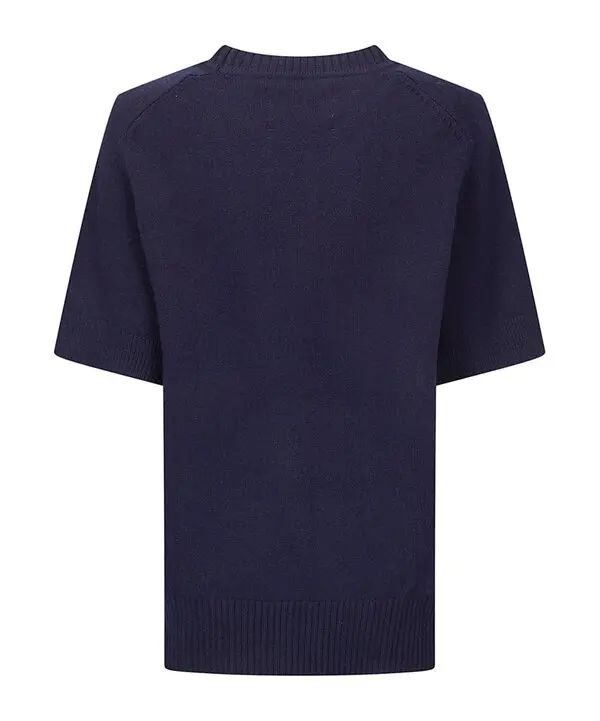 Extreme Cashmere Scott Short-sleeve Knitted Top - Navy