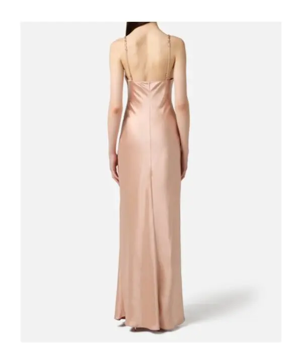 Elisabetta Franchi Chain-embellished Satin Maxi Dress