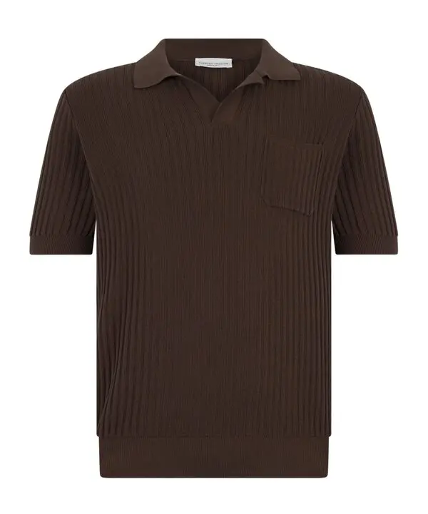ROBERTO COLLINA Ribbed Knit Polo Shirt