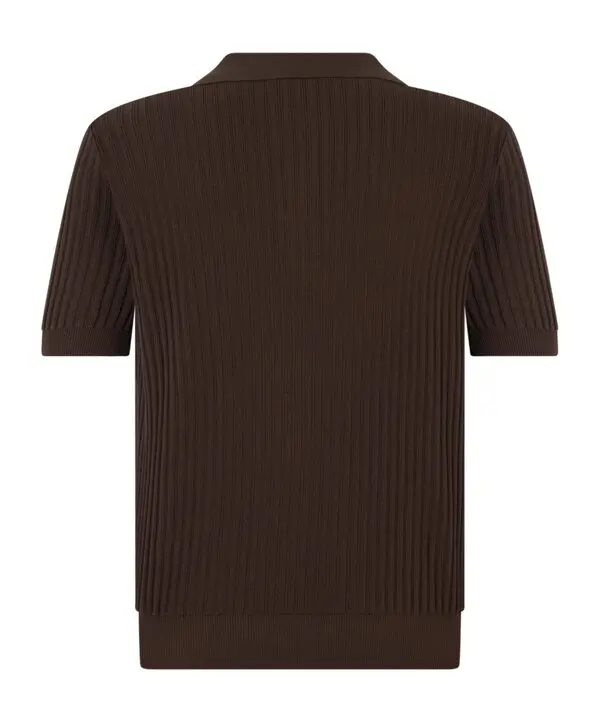 ROBERTO COLLINA Ribbed Knit Polo Shirt