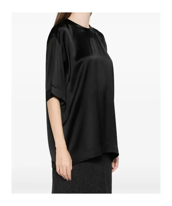 TOTEME Short-sleeved Satin T-shirt - Black