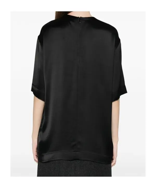 TOTEME Short-sleeved Satin T-shirt - Black