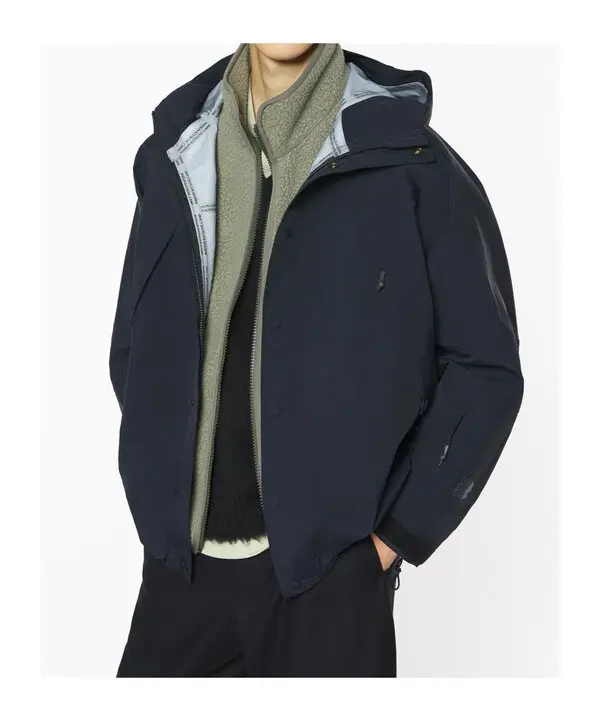 Maison Kitsuné Hooded Parka With Concealed Zipper And Snap Button Closure
