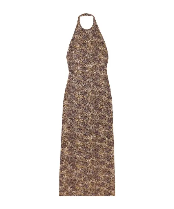 Tove Colette Zebra Print Backless Midi Dress - Brown