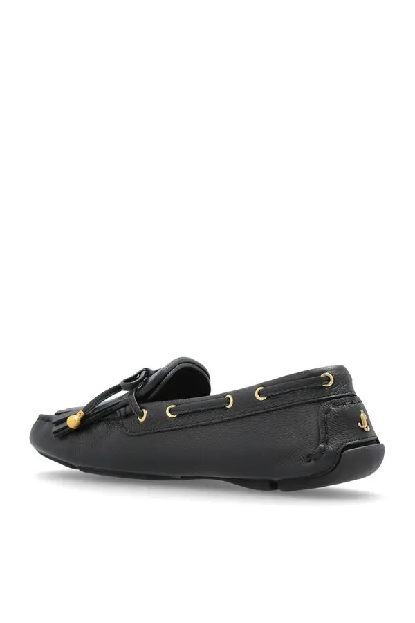 JIMMY CHOO Bow Detailed Flat Loafers - Black