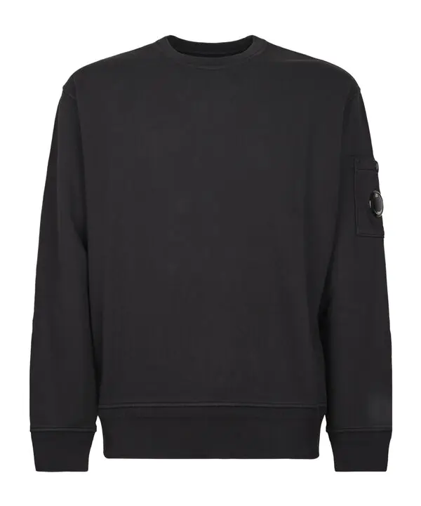 C.P. COMPANY Logo Sleeve Pocket Sweatshirt - Black