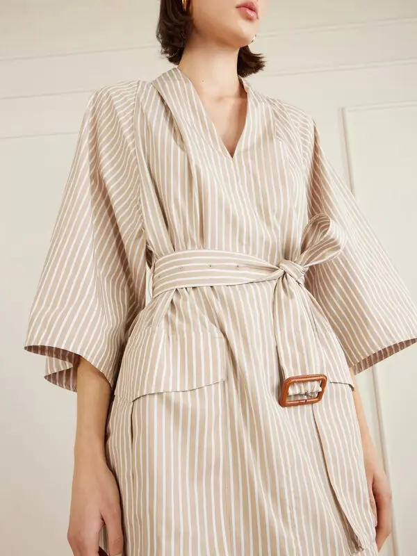 Dries Van Noten Striped Cotton Belted Midi Dress