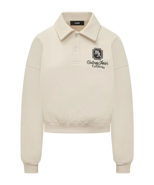 Amiri Ma Chateau Embroidered Polo Top - Off White