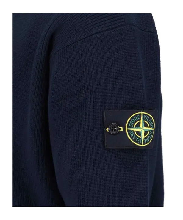 Stone Island Logo Patch Cardigan - Blue