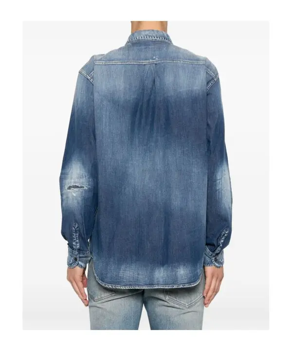Dsquared2 Canadian Distressed Denim Shirt - Blue