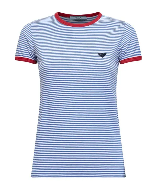 Prada Crewneck Striped T-shirt - Blue