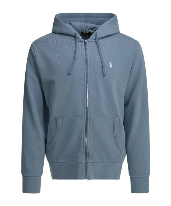 Polo Ralph Lauren Logo Embroidered Zip-up Hoodie - Blue