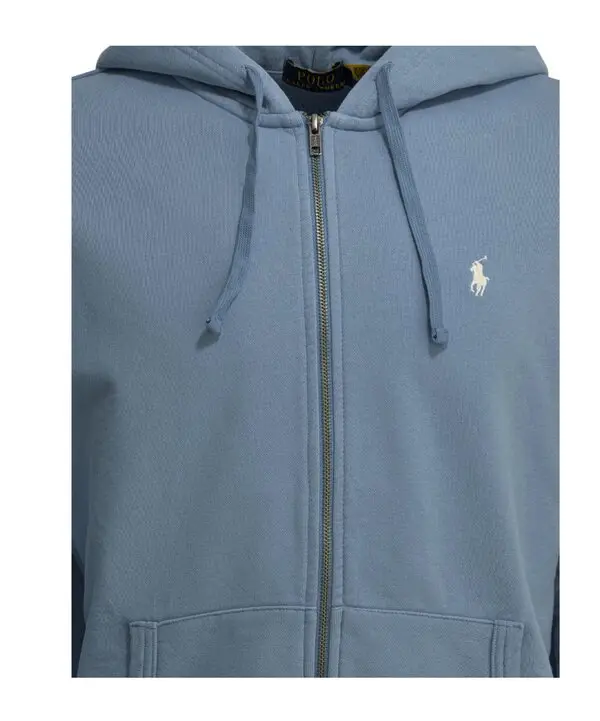 Polo Ralph Lauren Logo Embroidered Zip-up Hoodie - Blue