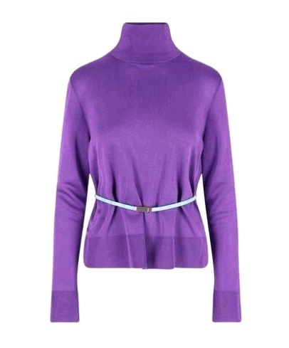 Gucci Crêpe Turtleneck Jumper With Detachable Belt - Purple