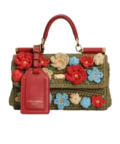 Dolce & Gabbana My Sicily Crochet Handbag With Floral Appliqués - Multi-color