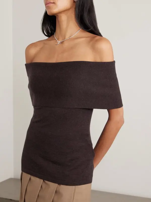 Arch4 Monroe Off-shoulder Cashmere Knit Sweater