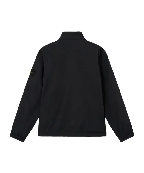 Stone Island Logo Patch High Neck Zip Up Jacket - Black