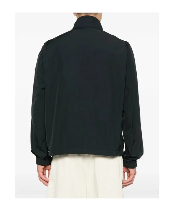 Stone Island Logo Patch High Neck Zip Up Jacket - Black