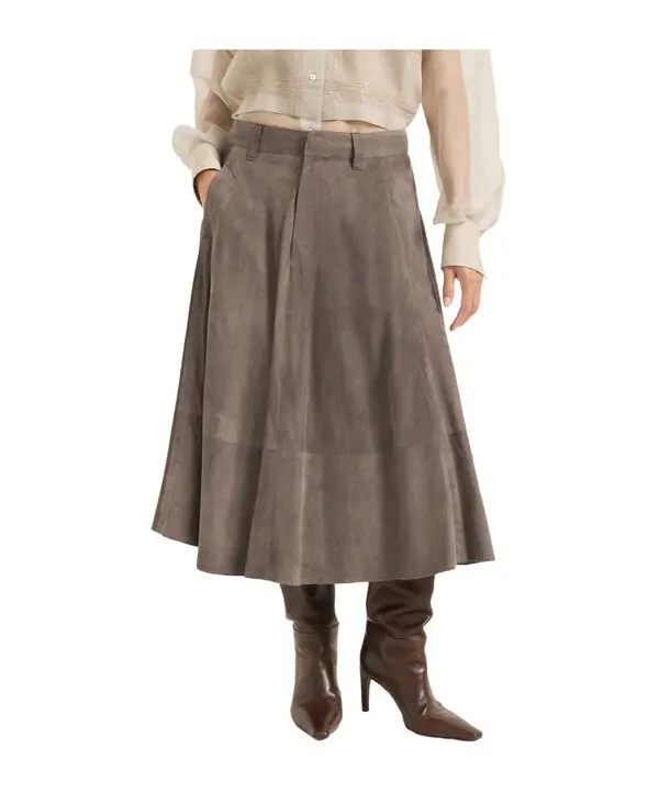Brunello Cucinelli Suede Midi Skirt