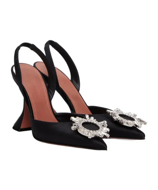 Amina Muaddi Open-toe Embellished High-heeled Sandals - Black