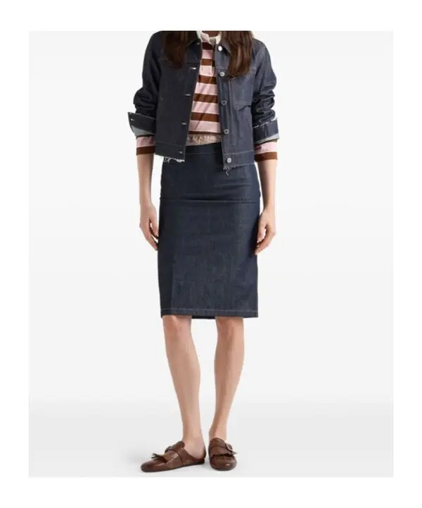 Prada Cropped Striped Long Sleeve Polo Shirt