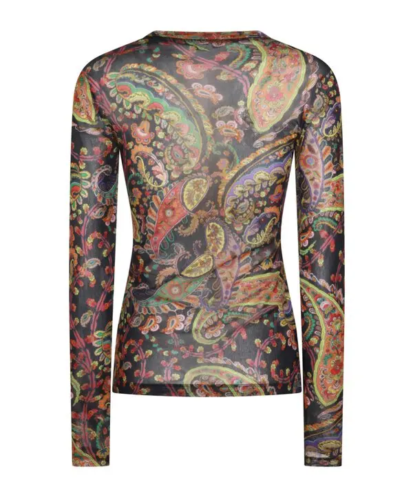 Etro Paisley Printed Long Sleeve Top - Navy/multi