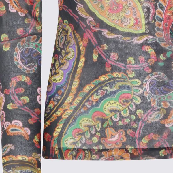Etro Paisley Printed Long Sleeve Top - Navy/multi