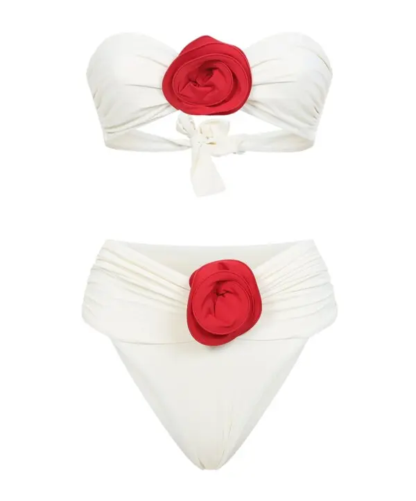 LA REVECHE Derya Bandeau Bikini Set - Ivory Red