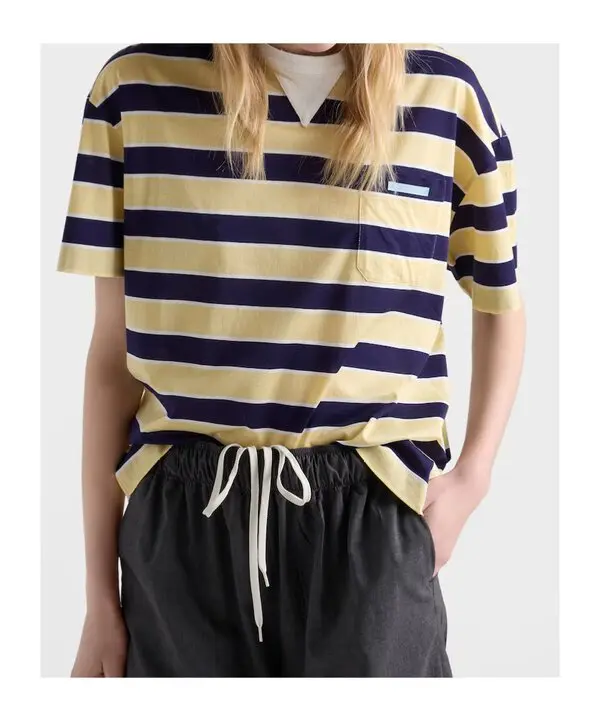 Prada Striped Crewneck T-shirt - Nude